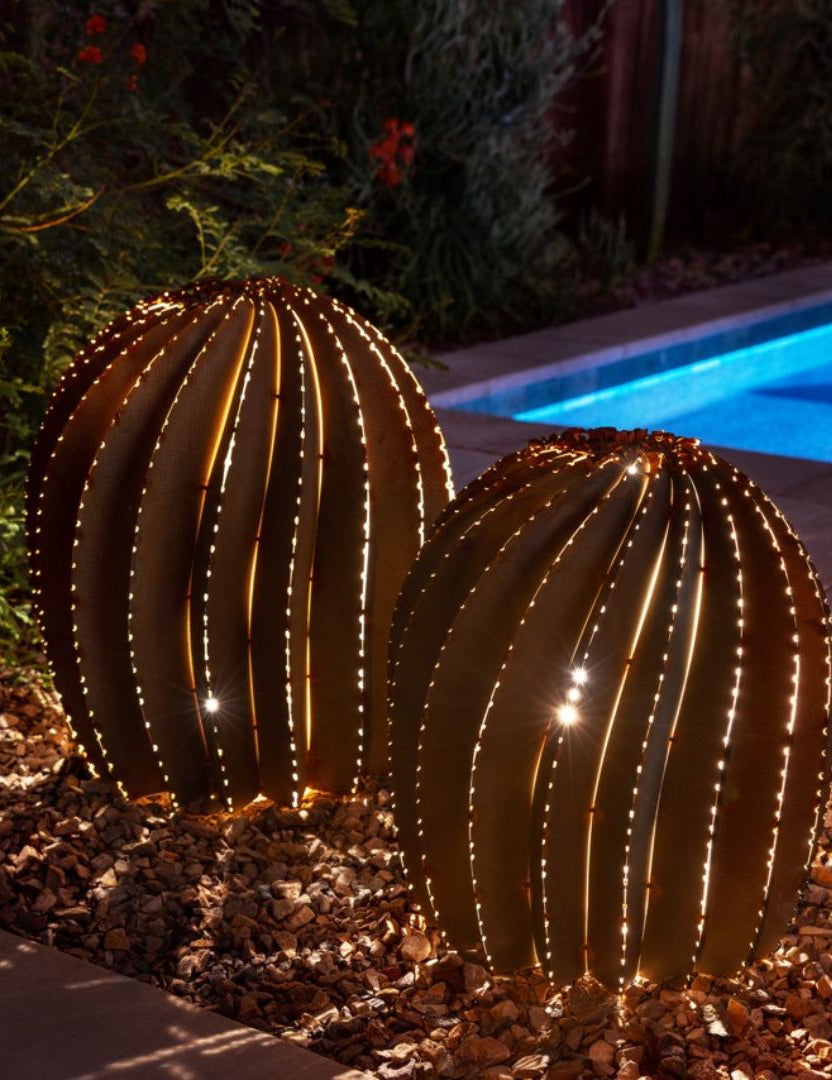Fishhook Barrel Cactus | Metal Landscape Art | Desert Steel