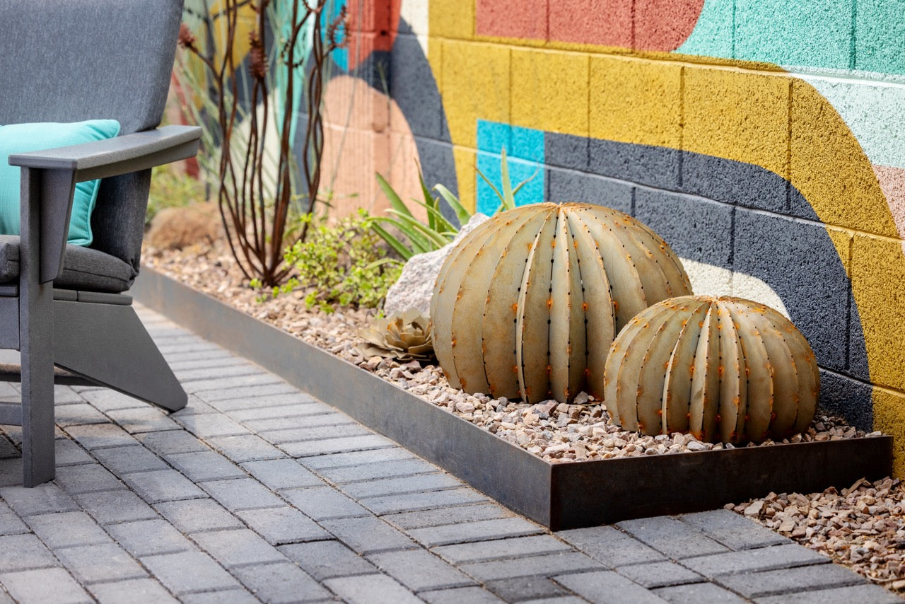 Metal Barrel Cacti | Faux Barrel Cactus | Desert Steel Yard Art