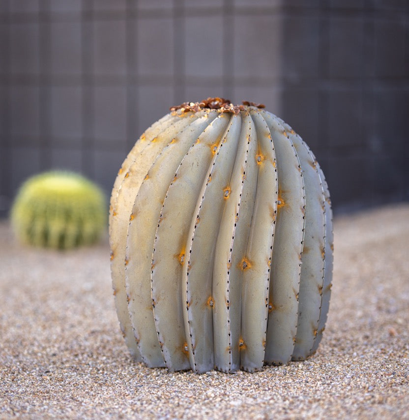 Fishhook Barrel Cactus | Metal Landscape Art | Desert Steel
