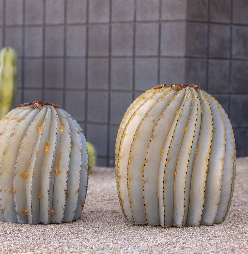 Fishhook Barrel Cactus | Metal Landscape Art | Desert Steel
