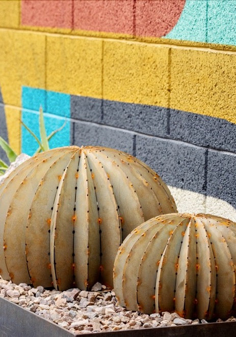 Metal Barrel Cacti | Faux Barrel Cactus | Desert Steel Yard Art