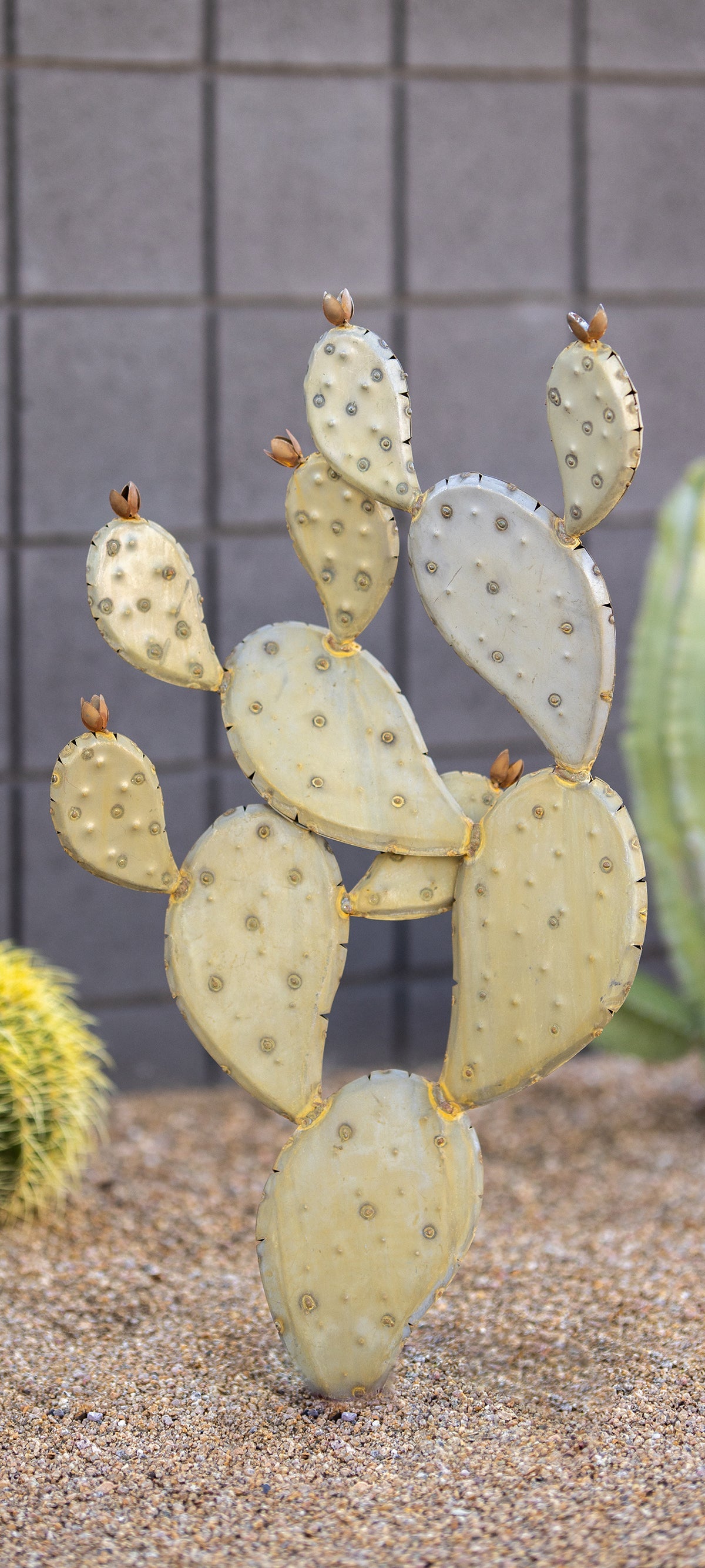 Metal Prickly Pear Cactus | Landscape Yard Art | Desert Steel